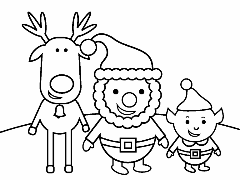 Santa, Rudolf, and Elf coloring page - Coloring Pages 4 U