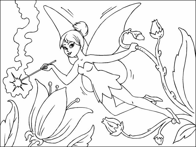 Flower Fairy Magic coloring page - Coloring Pages 4 U