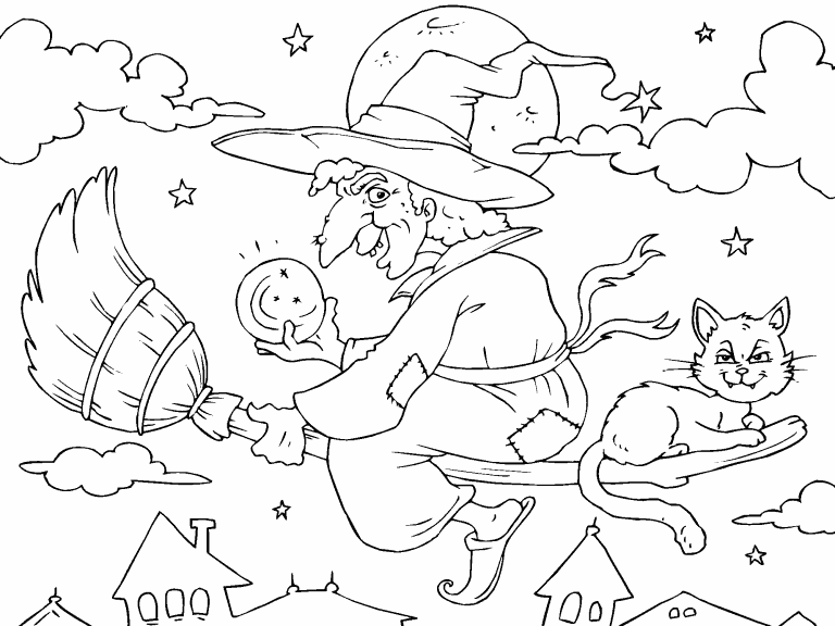 Flying Witch coloring page - Coloring Pages 4 U