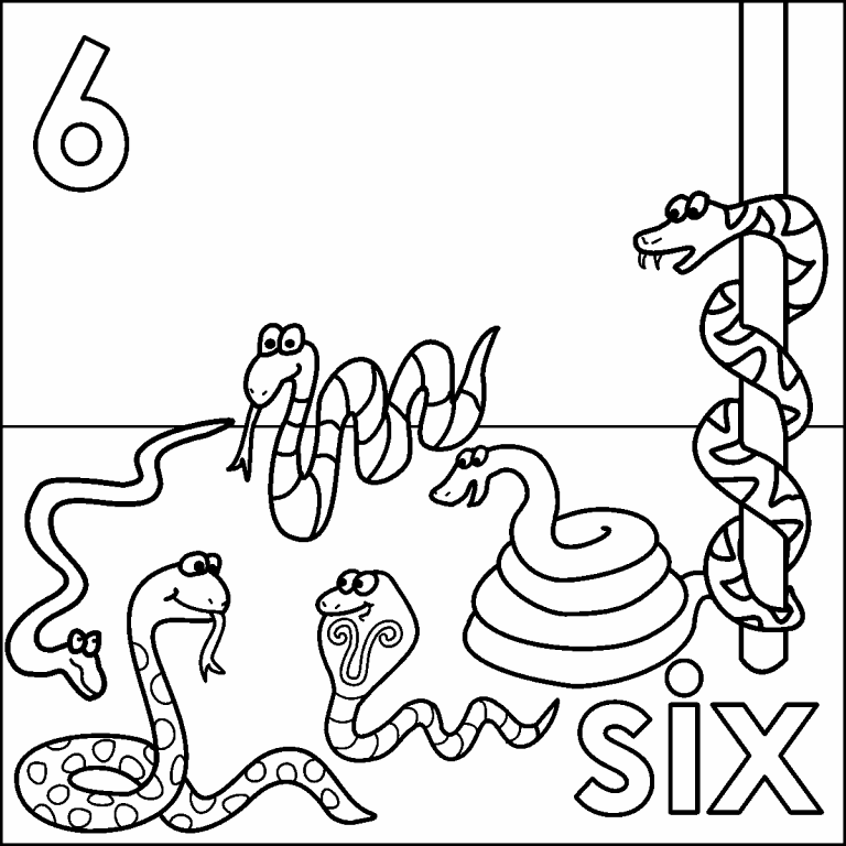 Six Snakes coloring page - Coloring Pages 4 U