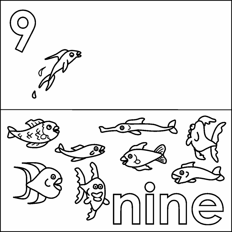 Nine Fish coloring page - Coloring Pages 4 U